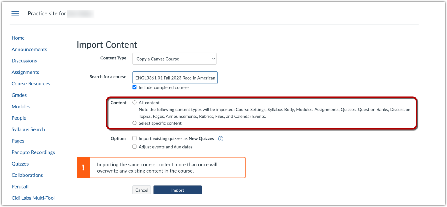 Import Content Into Your Canvas Course – CTE Resources